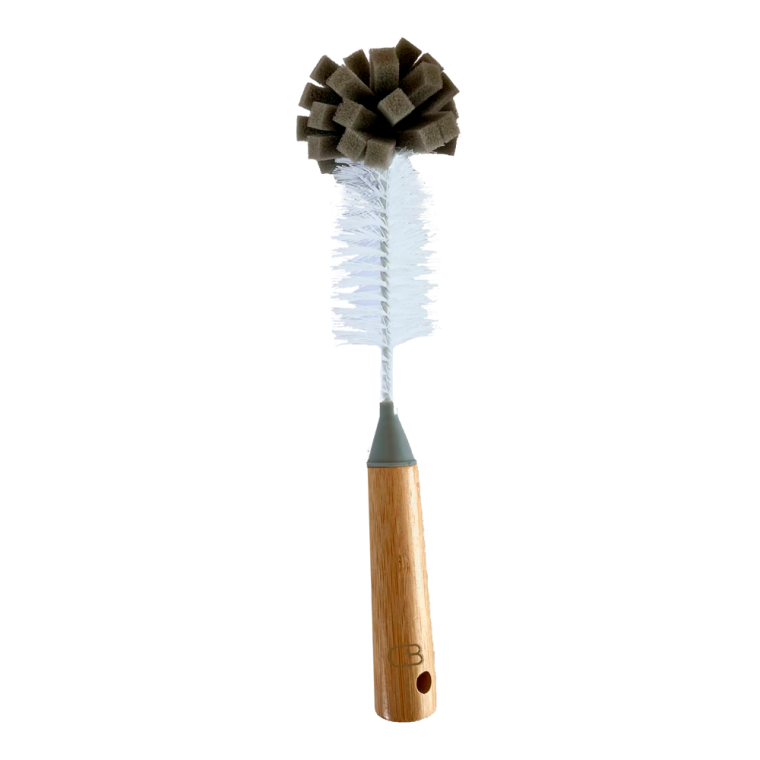Cepillo Doble con Esponja para Biberones con Mango de Bambú – Cool Bambu